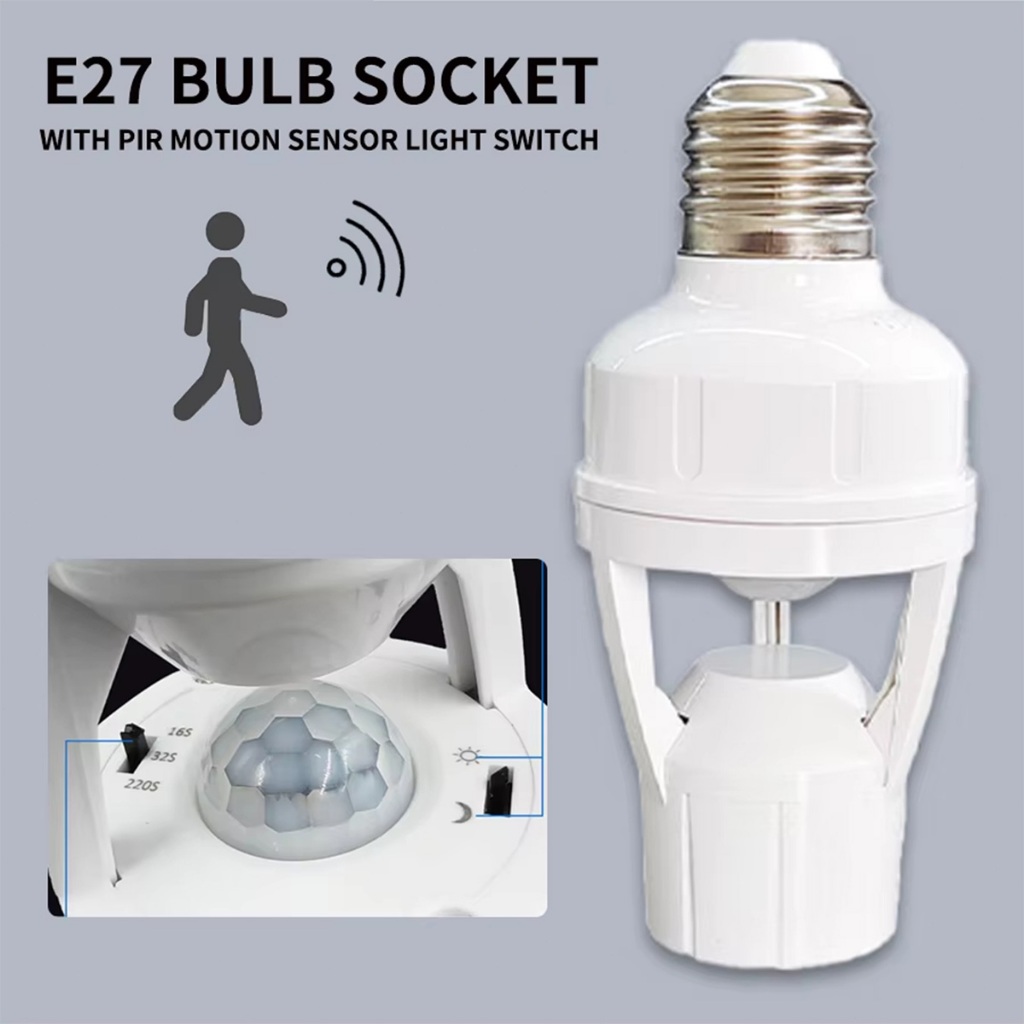 Jual Fitting Lampu E27 Dengan Motion Sensor Gerak Otomatis 265v / Smart ...