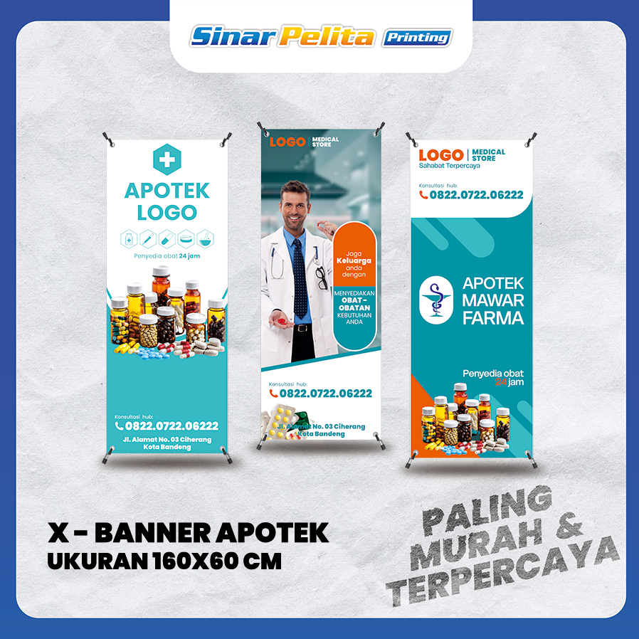 Jual X Banner & Y Banner - Spanduk Apotek Klinik Custom - - Uk. 160 x ...