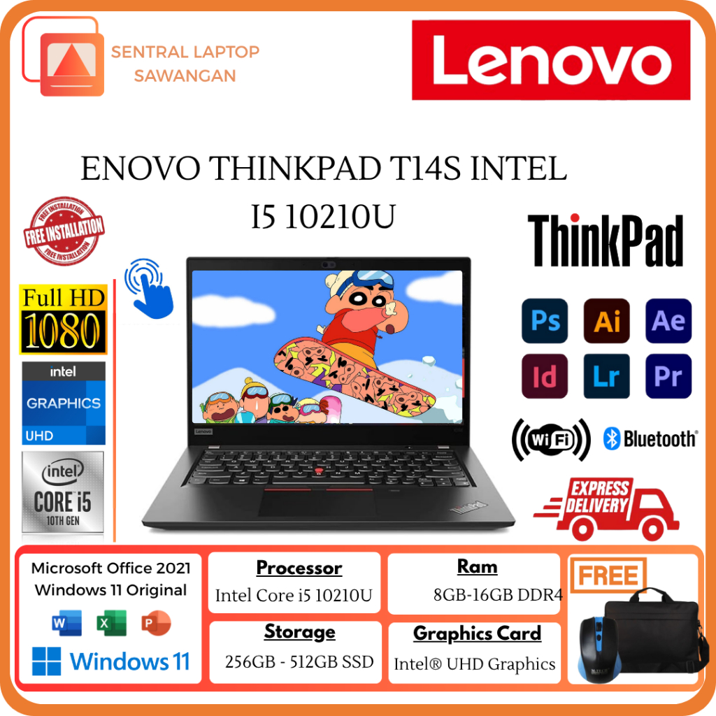 Jual LAPTOP LENOVO Thinkpad TOUCH Intel I5 10210U RAM 16GB 512GB SSD ...