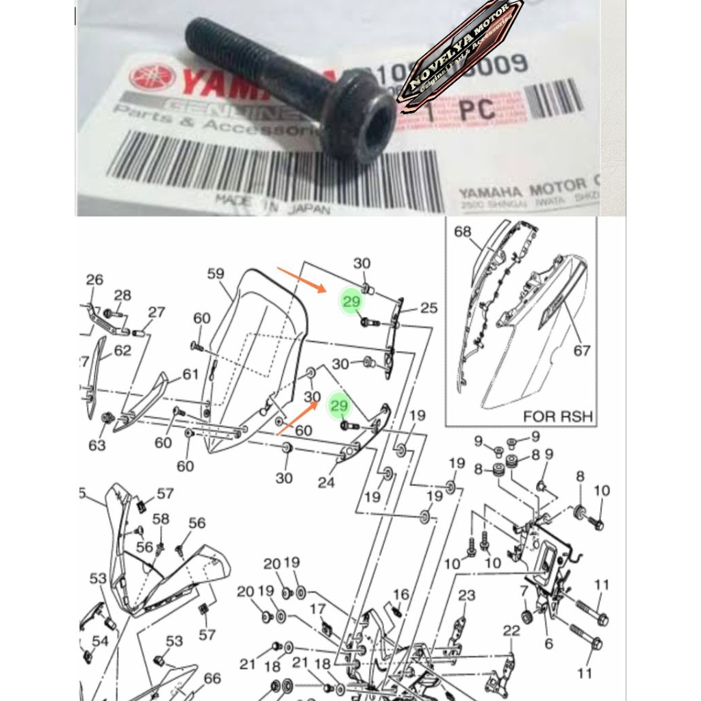 Jual BOLT BAUT BESI BREKET VISOR DALAM XMAX ORI YAMAHA 90109-06009 ...