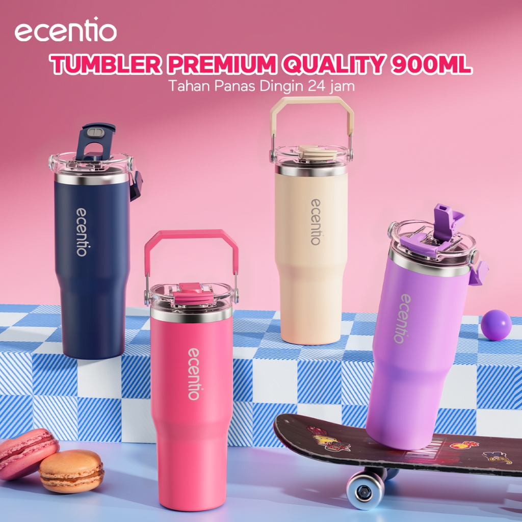 Jual ecentio Klasik Tumbler Stainless 900ml Termos Air Panas Vacuum ...
