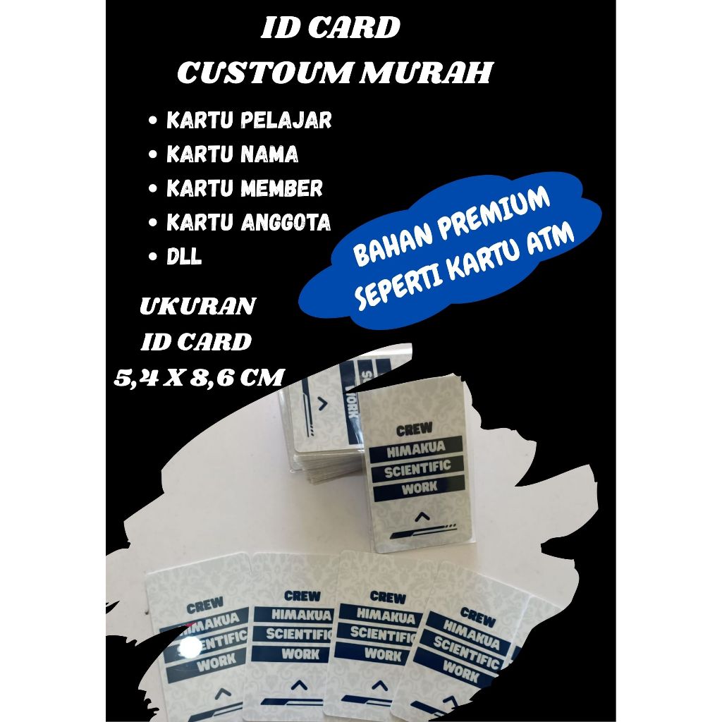 Jual id card murah custoum bahan pvc seperti kartu atm | Shopee Indonesia
