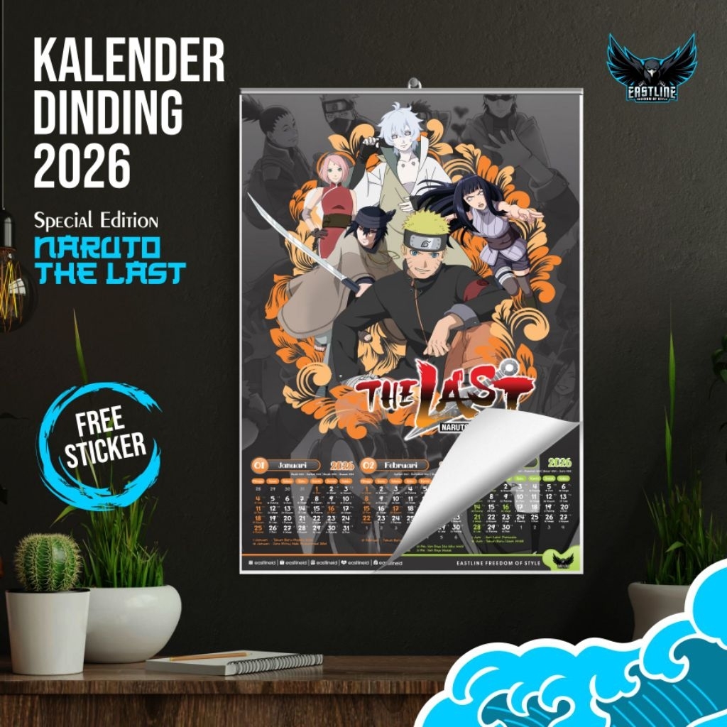 Jual Kalender Dinding Wall Calender Anime Naruto The Last 2026 Isi 4 ...