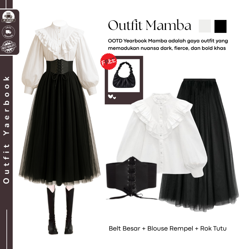 Jual One Set Outfit Yearbook Mamba (Belt Besar + Blouse Rempel + Rok ...