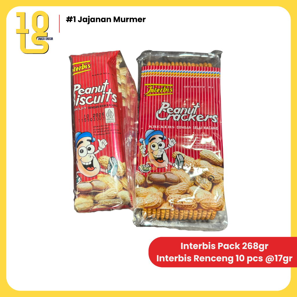 Jual Interbis Peanut Crackers Biskuit Kacang Pack 268gr - Renceng 10 ...