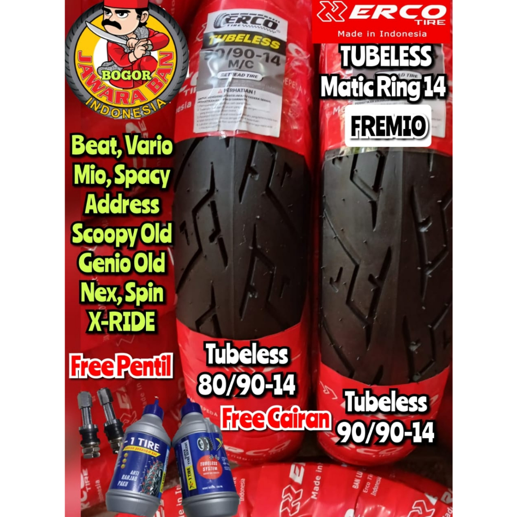 Jual FREMIO Ban Motor Matic Tubeless Ring 14 Merk ERCO FREE PENTIL ...