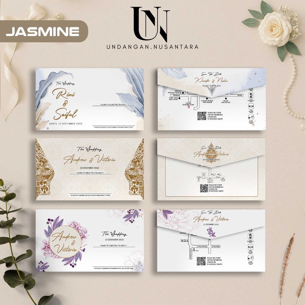 Jual Undangan Nusantara Undangan Pernikahan Jasmine Gliter Bentuk Semi ...