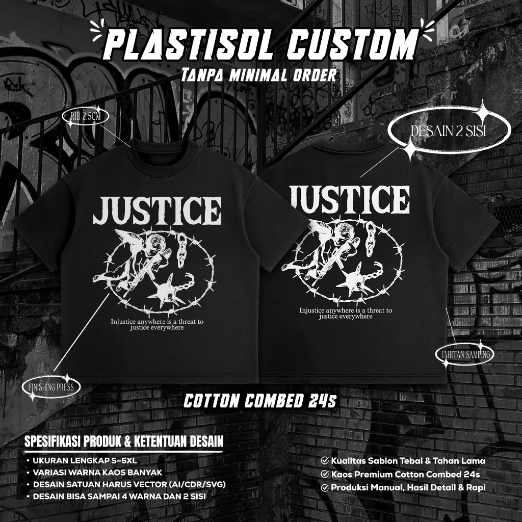 Jual KAOS CUSTOM SABLON PLASTISOL SATUAN | COTTON COMBED 24S | REGULER ...
