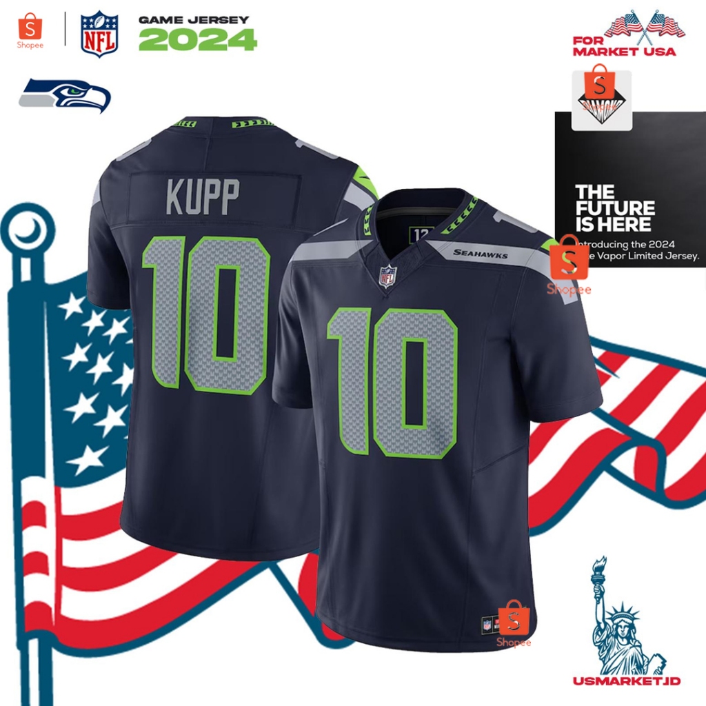 Jual Kaos Jersey Nik 3 Football NFL Cooper Kupp Seattle Seahawks Vapor ...