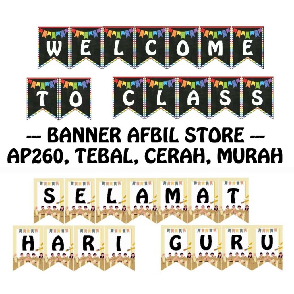 Jual Banner Welcome To Class Selamat Hari Guru TK SD / Dekorasi Hiasan ...