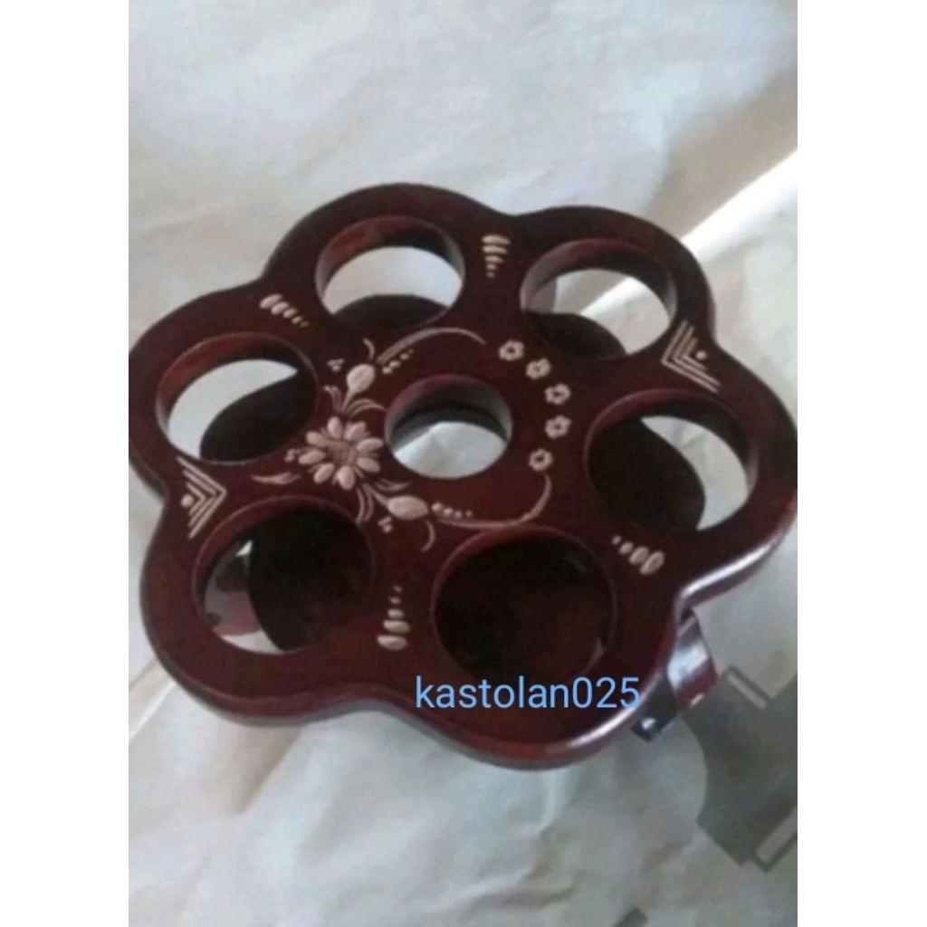 Jual TEMPAT AQUA GELAS MODEL MAWAR KECIL ISI 6,BAHAN DARI KAYU JATI ...