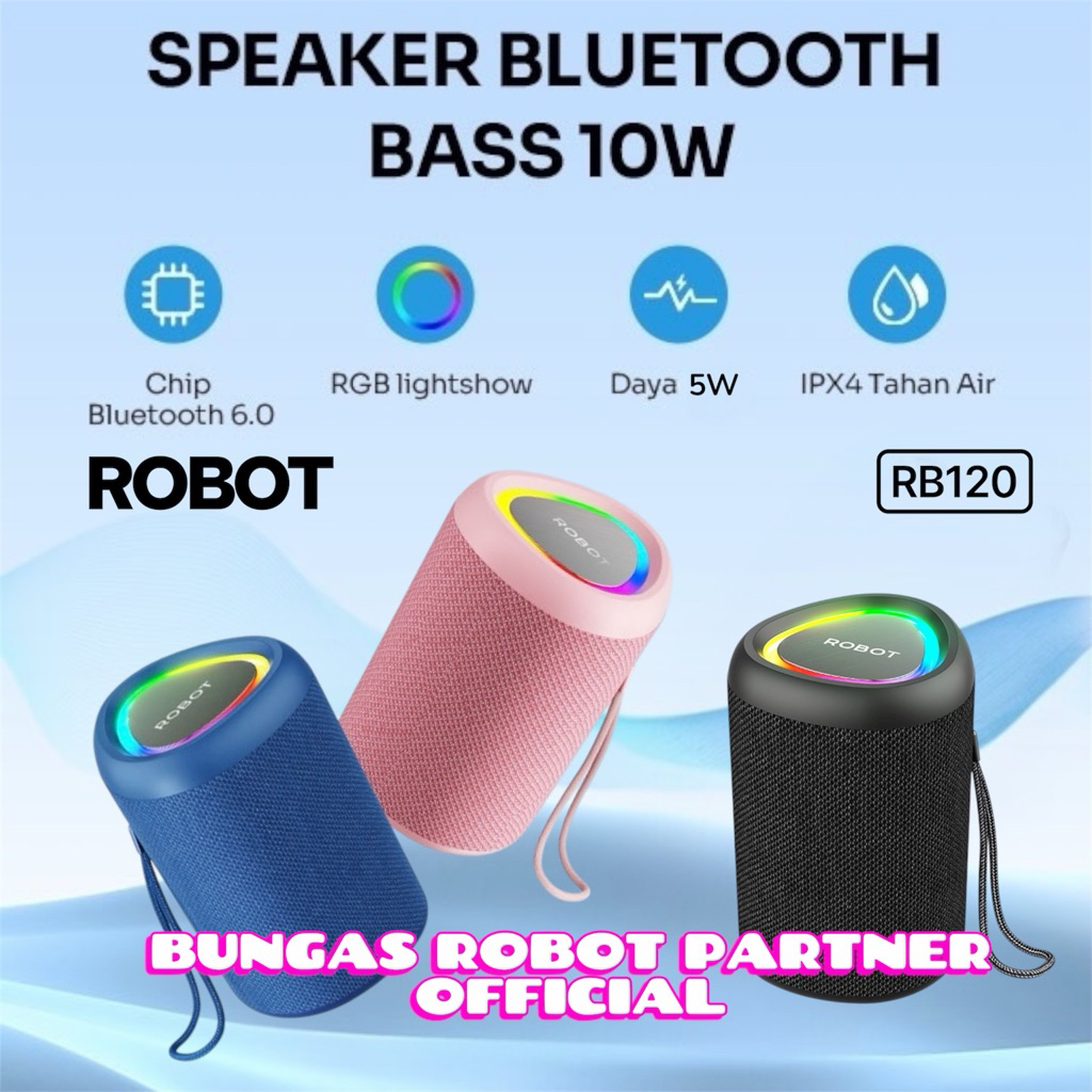Jual ROBOT RB120 SPEAKER BLUETOOTH RGB WATER PROOF ORIGINAL RESMI ...