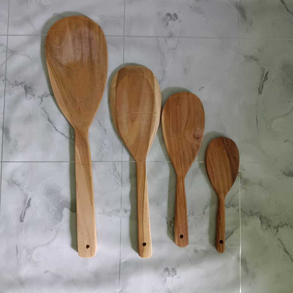 Jual ENTONG KAYU JATI JUMBO 4 Ukuran / Centong kayu jumbo/ centong nasi ...