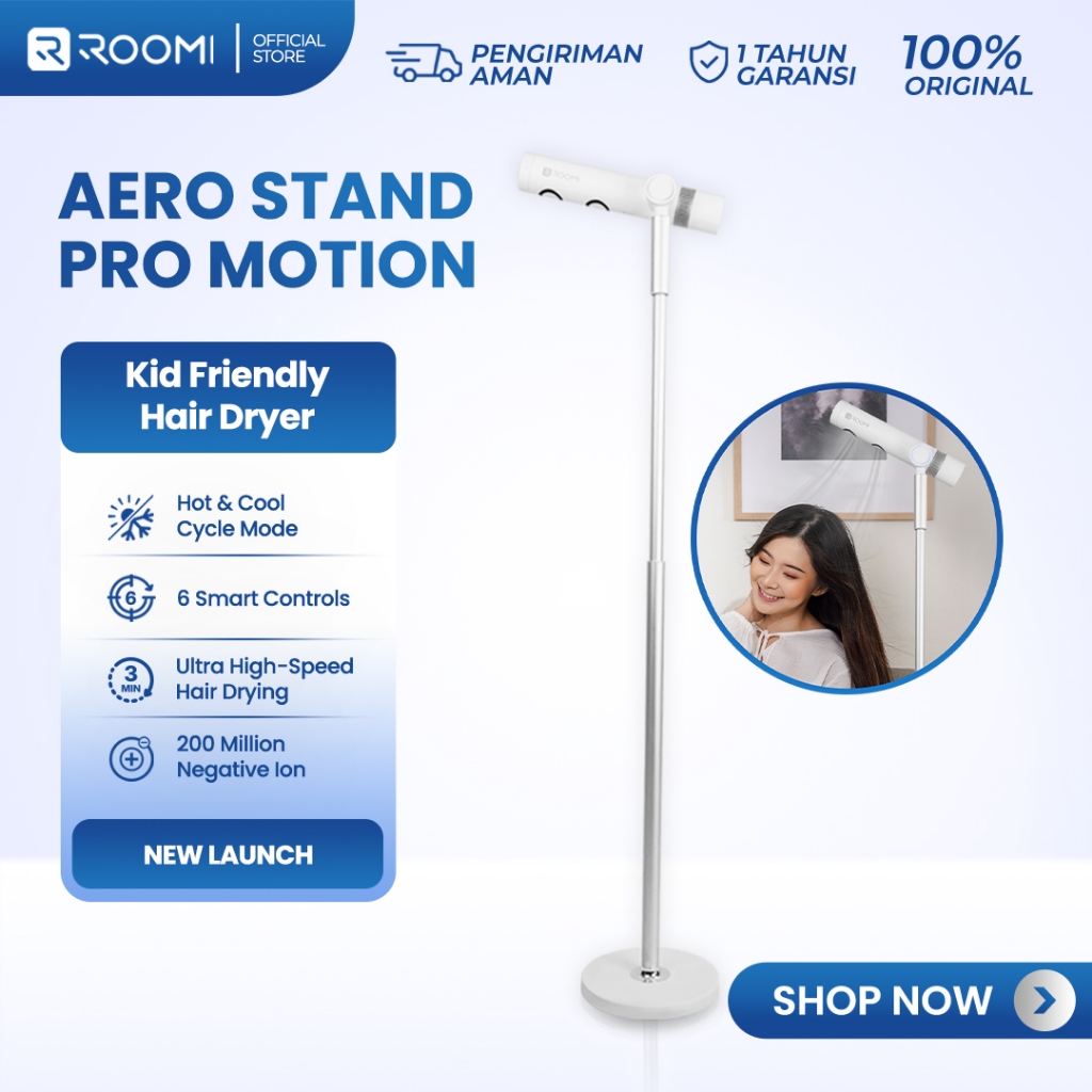 Jual ROOMI Aero Stand PRO Motion Standing Hair Dryer Remote Control ...