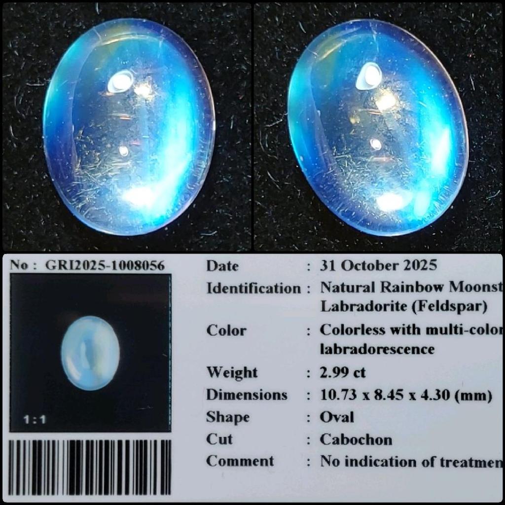 Jual Natural Rainbow Moonstone Crystal Clean Strong Fenomena Gems Batu ...