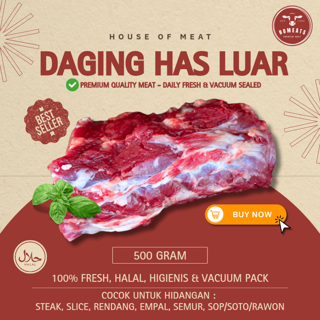 Jual Daging Has Luar Sapi Sirloin Lokal Premium 500 Gram 1/2KG – Fresh ...