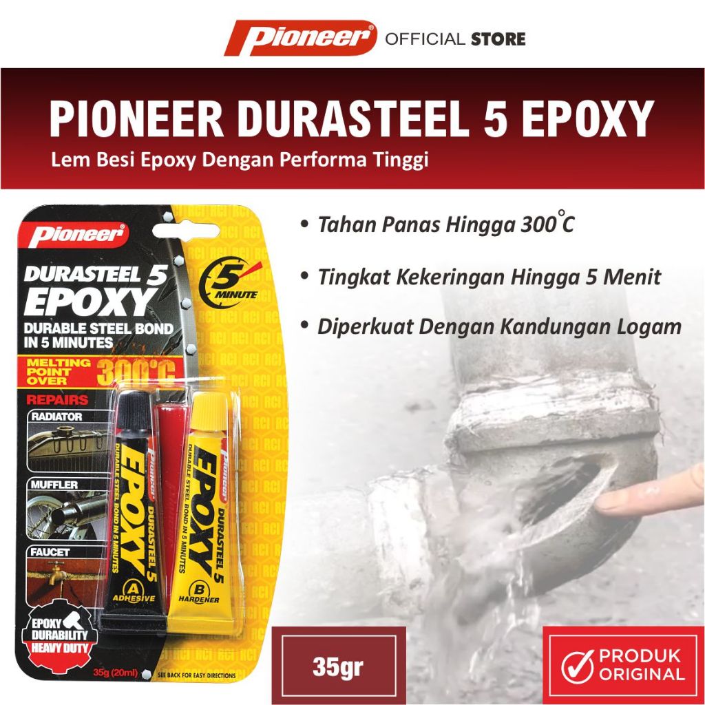 Jual PIONEER - Durasteel Five Epoxy 35g Lem Besi | Shopee Indonesia