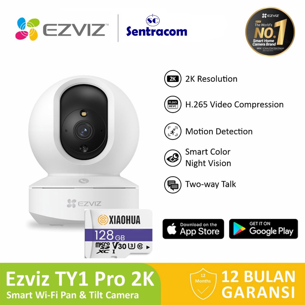 Jual EZVIZ Paket Camera CCTV Ezvis TY1 PRO 2K /C6N 3Mp + Micro Sd 128Gb ...