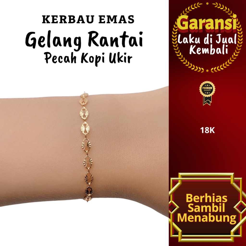 Jual GTRD 1055 Kerbau Emas Gelang Rantai Pecah Kopi Ukir Warna 18K ...