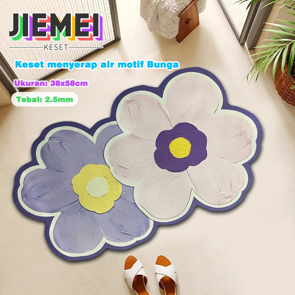 Jual JIEMEI Keset Menyerap Air Motif Bunga ukuran 38x58cm | tebal 2,5mm ...