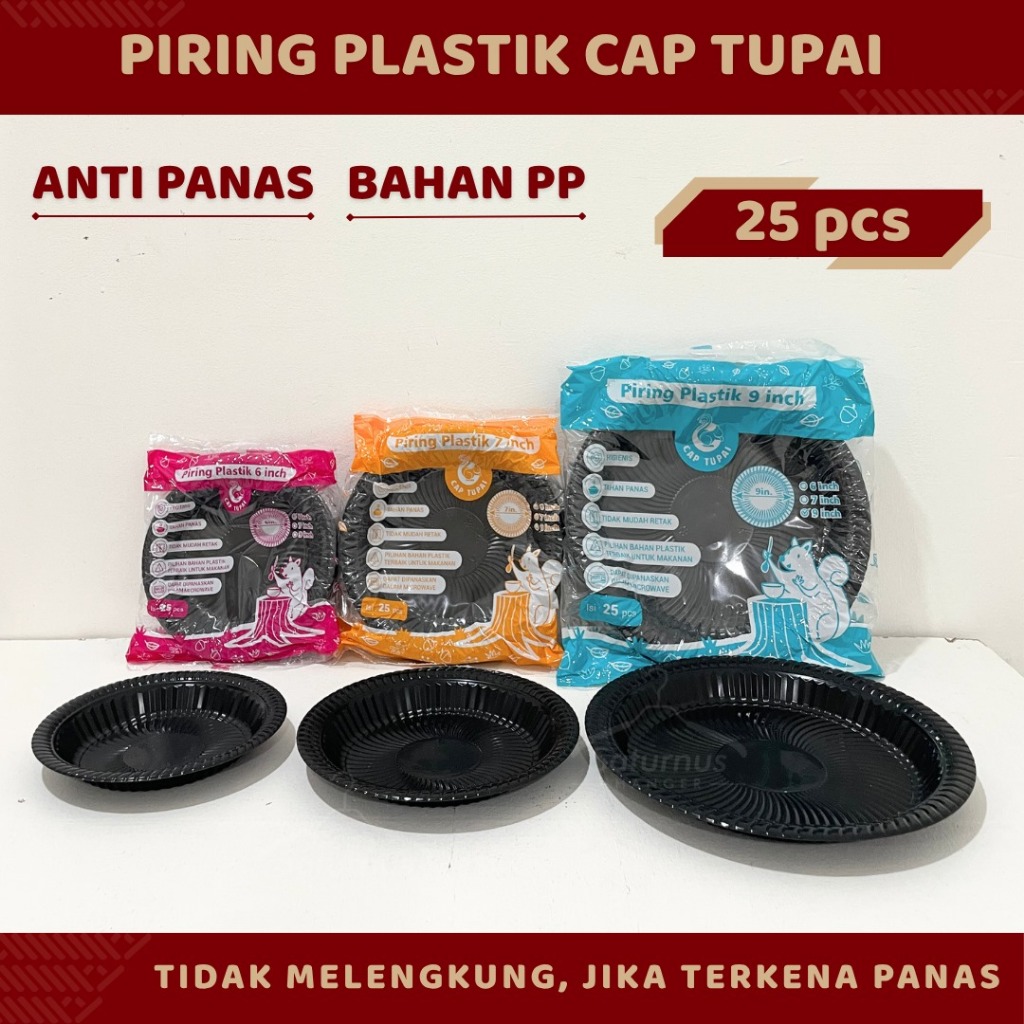 Jual Piring Plastik Hitam 6,7,9 Inch/ Piring Plastik Hitam Serbaguna ...