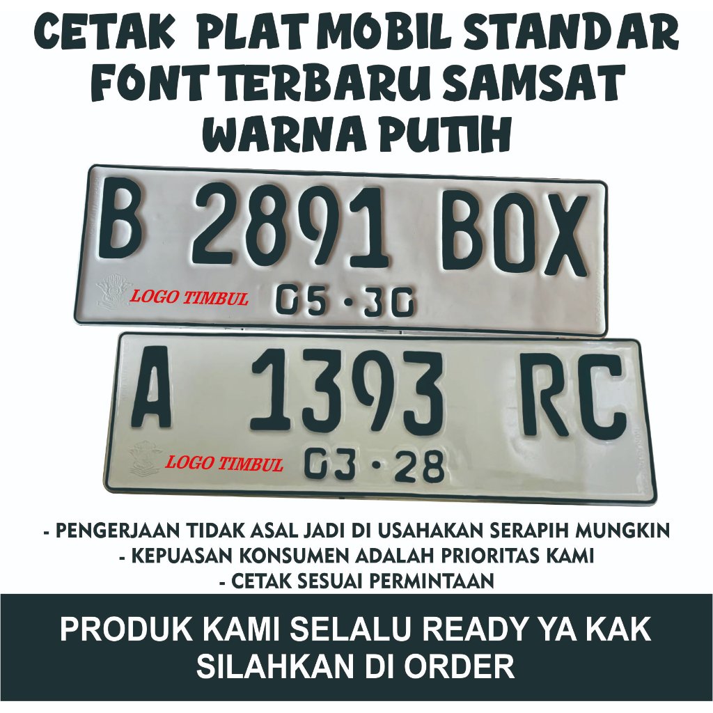Jual PLAT MOBIL FONT BARU DAN FONT STANDAR SAMSAT(WARNA PUTIH DAN HITAM ...
