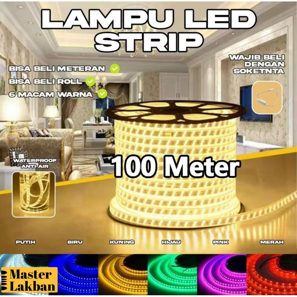 Jual LAMPU LED STRIP SELANG SMD 5050 100M 100 METER / LAMPU PLAFON ...