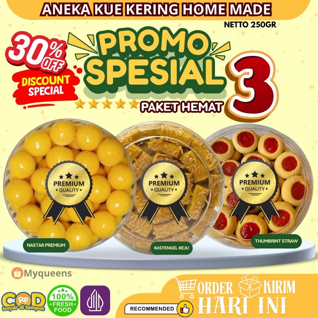 Jual PROMO HEMAT ‼️ isi 3 TOPLES 250g HOME MADE KUE KERING NASTAR ...