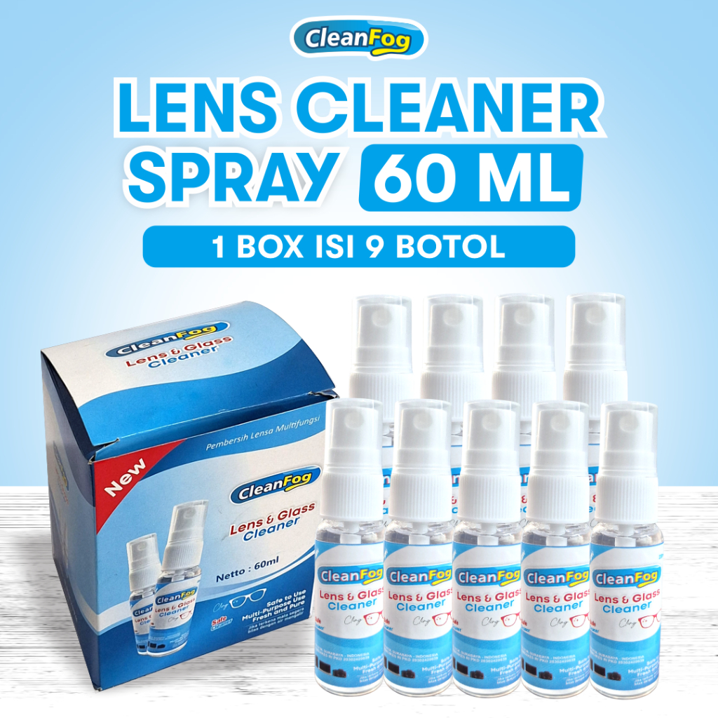 Jual CleanFog Lens & Glass Cleaner 60ml 1 Box isi 9 Botol Spray ...