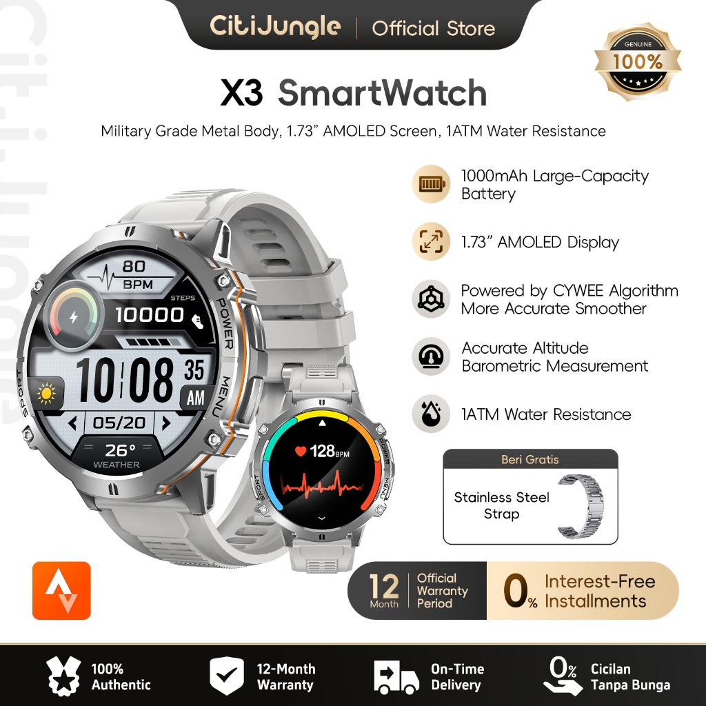 Jual [Hadiah Spesial Hanya di Sini] Citijungle X3 Smartwatch 1.72 ...