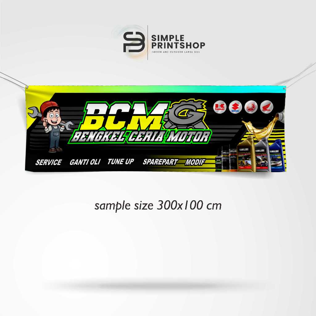 Jual cetak spanduk banner 300x100 bengkel motor ceria racing custom ...