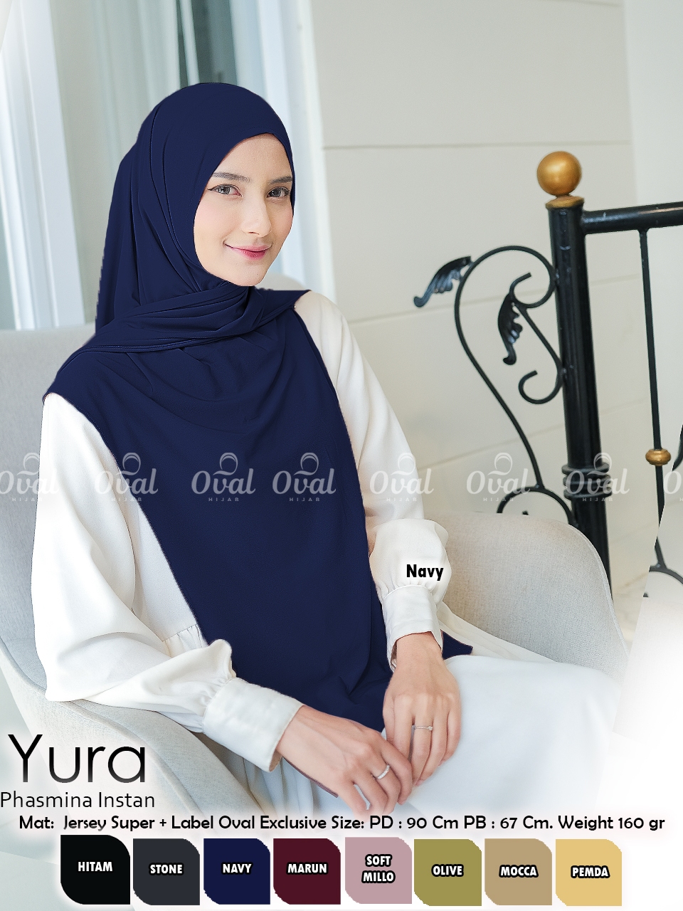 Jual PASHMINA INSTAN YURA MATT JERSEY SUPER LABEL METAL OVAL HIJAB ...