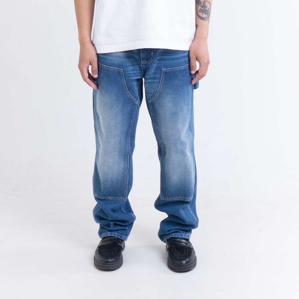Jual Rockmaker Celana Denim Double Knee Carpenter Lander Blue | Shopee ...