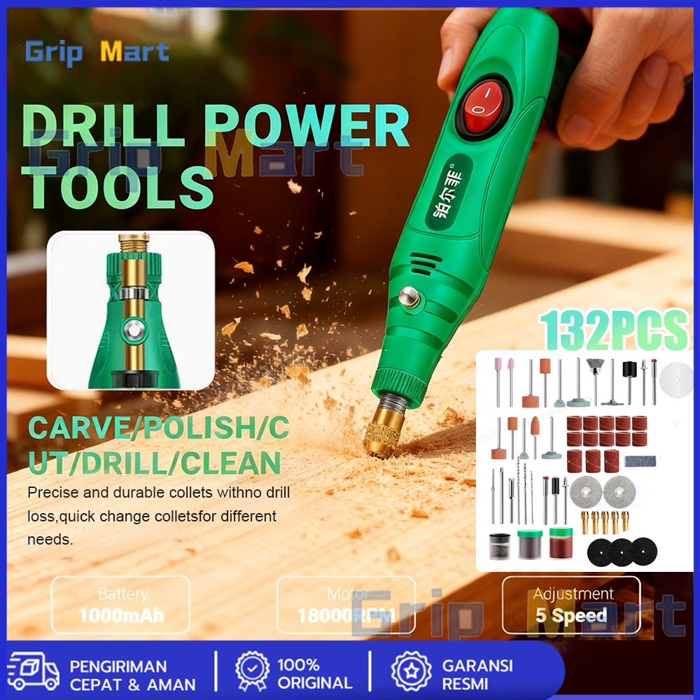 Jual Gerenda listrik Bor Mini 132PCS 12V DC 15000 RPM Mini Drill ...