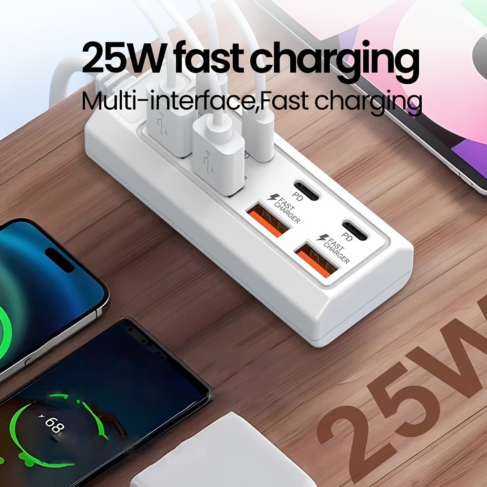 Jual Charger 8 Port 25W PD - 4 USB-A & 4 Type-C, Smart IC untuk Isi ...