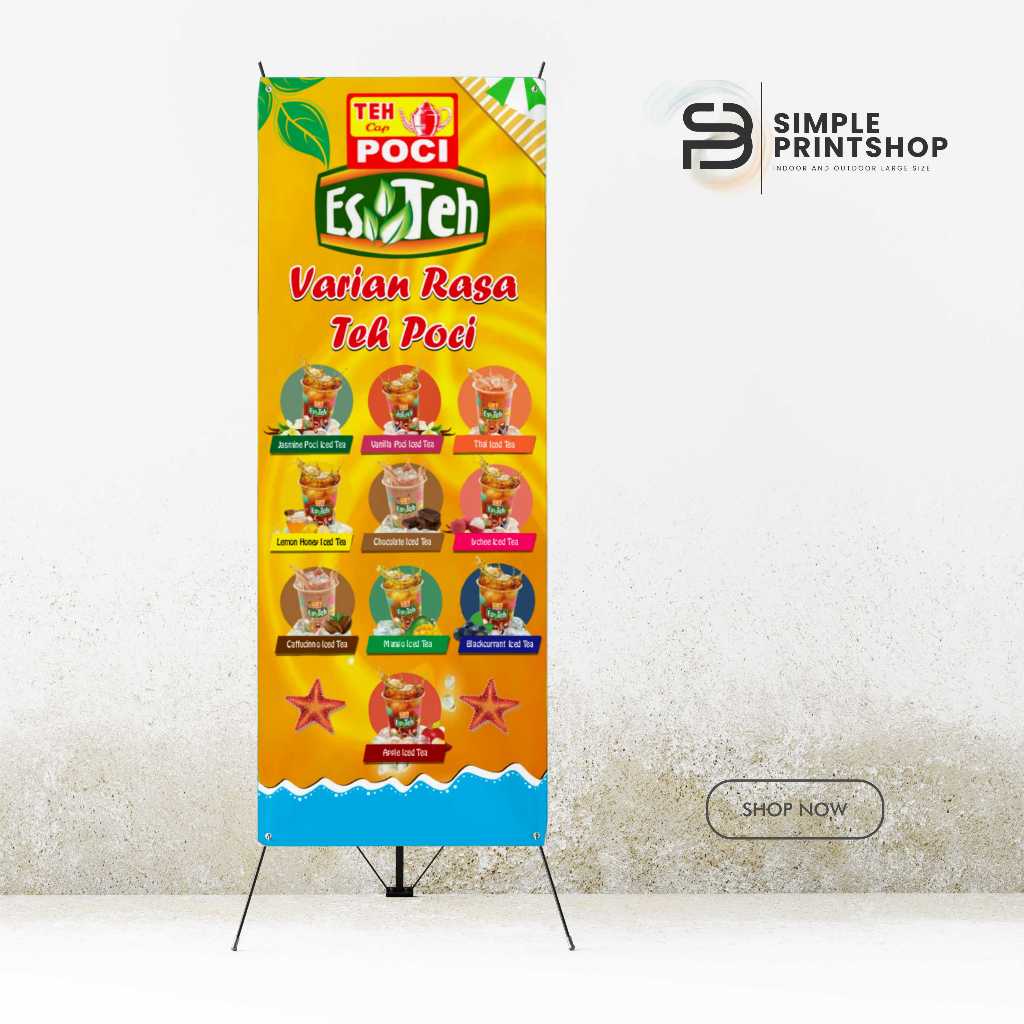 Jual cetak spanduk banner teh poci varian custom desain 60x160 | Shopee ...