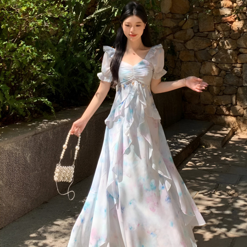 Jual Long Dress Floral Cantik Kekinian Gaya Pantai / Dress Wanita ...