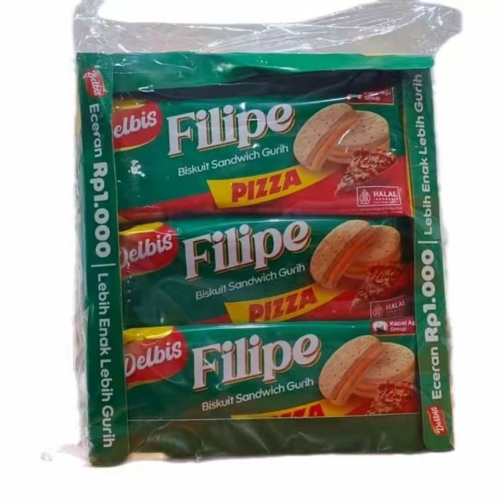 Jual 1 PACK DELBIS FILIPE PIZZA BISKUIT SANDWICH GURIH NETTO 12 PCS X ...