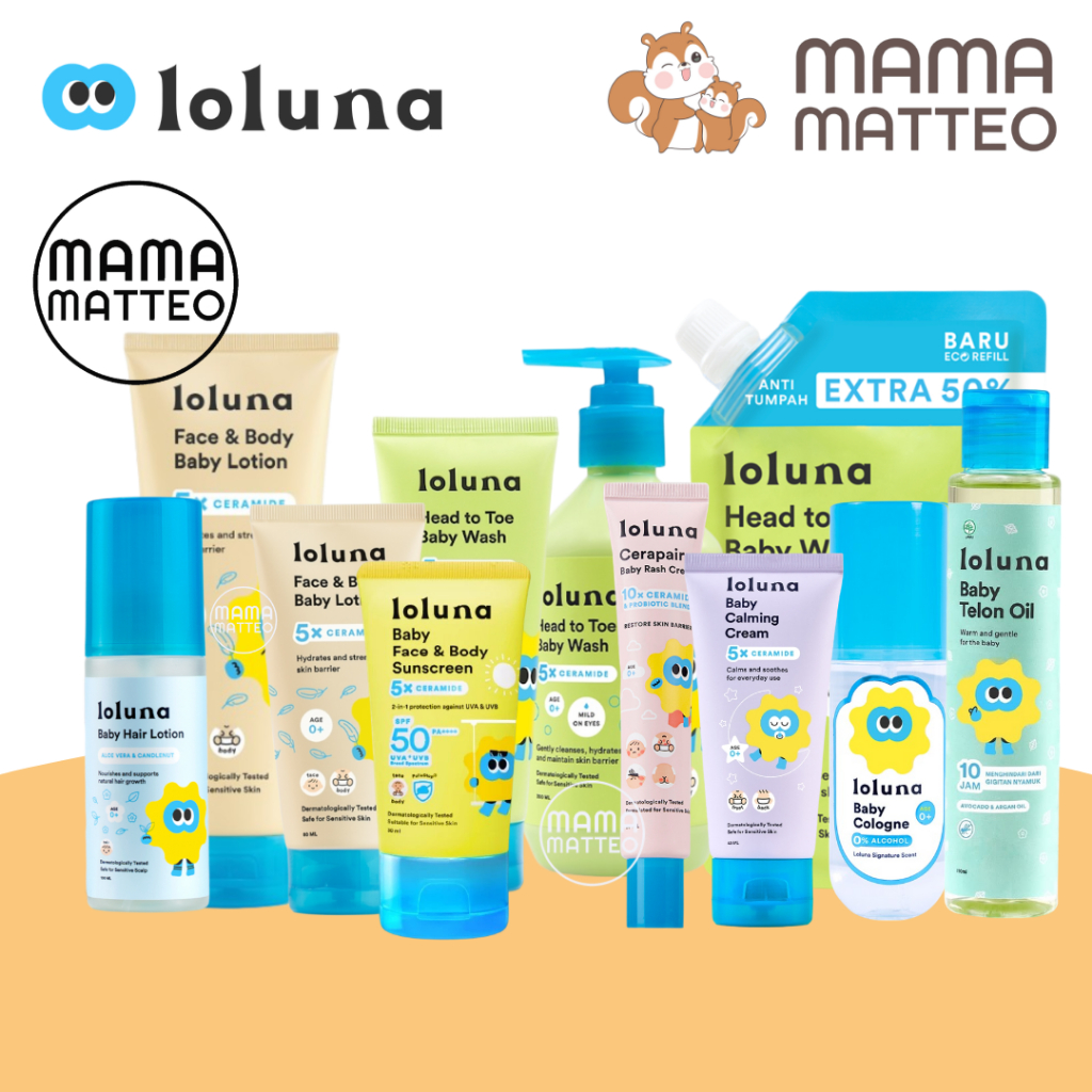 Jual LOLUNA Baby Wash Face Body Lotion Hair Lotion Rash Calming Cream ...