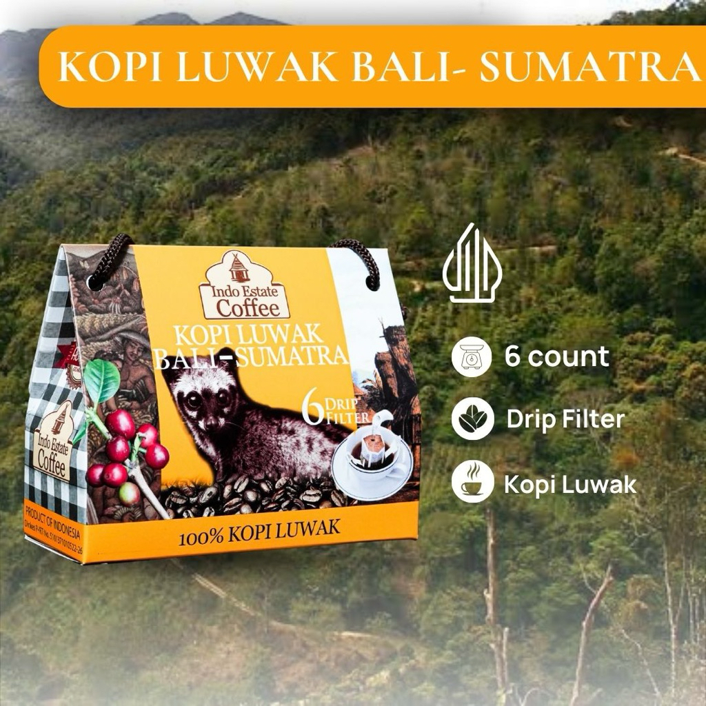 Jual Indo Estate Coffee Luwak Bali - Sumatra 6's Drip Filter | Shopee ...