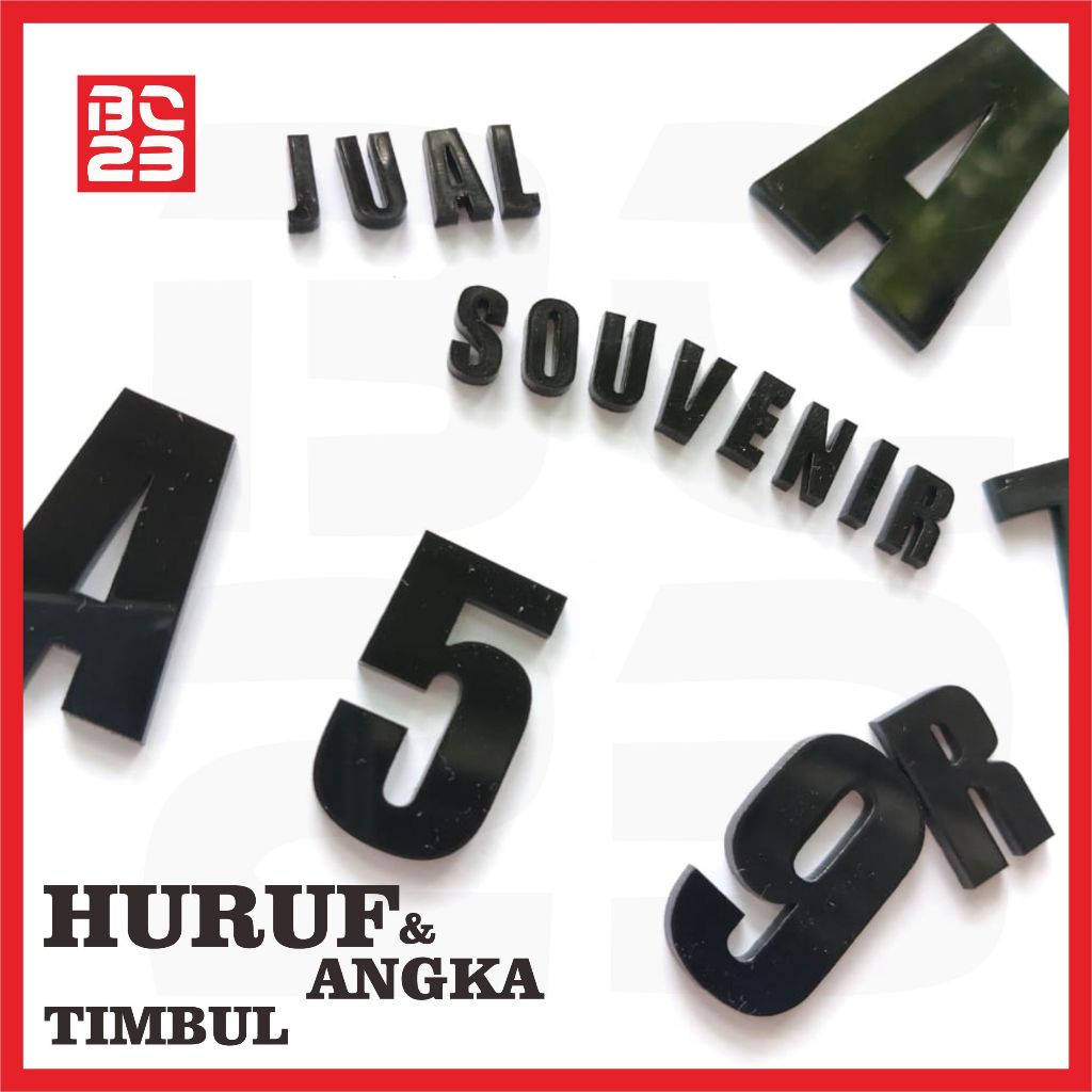 Jual HURUF DAN ANGKA TIMBUL AKRILIK HITAM HARGA SATUAN TEBAL 2mm ...