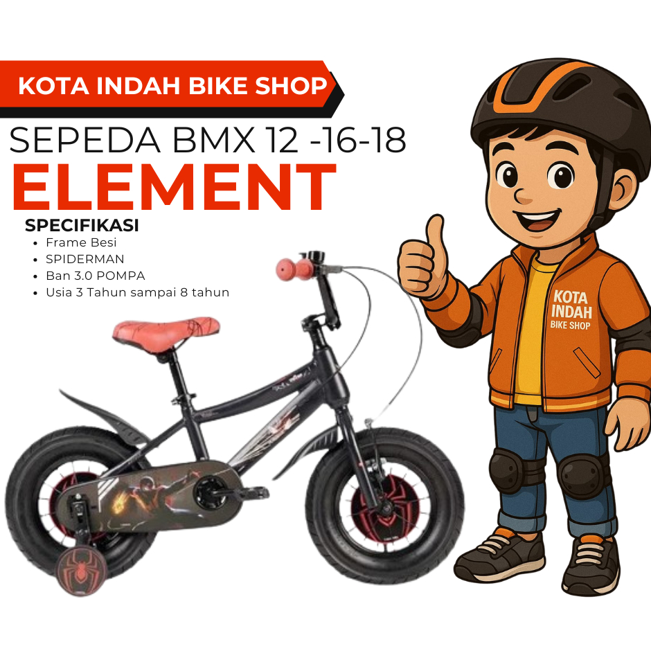 Jual ELEMENT Sepeda anak BMX Yotel X3 SPIDERMAN 12 16 18 inch ban jumbo ...