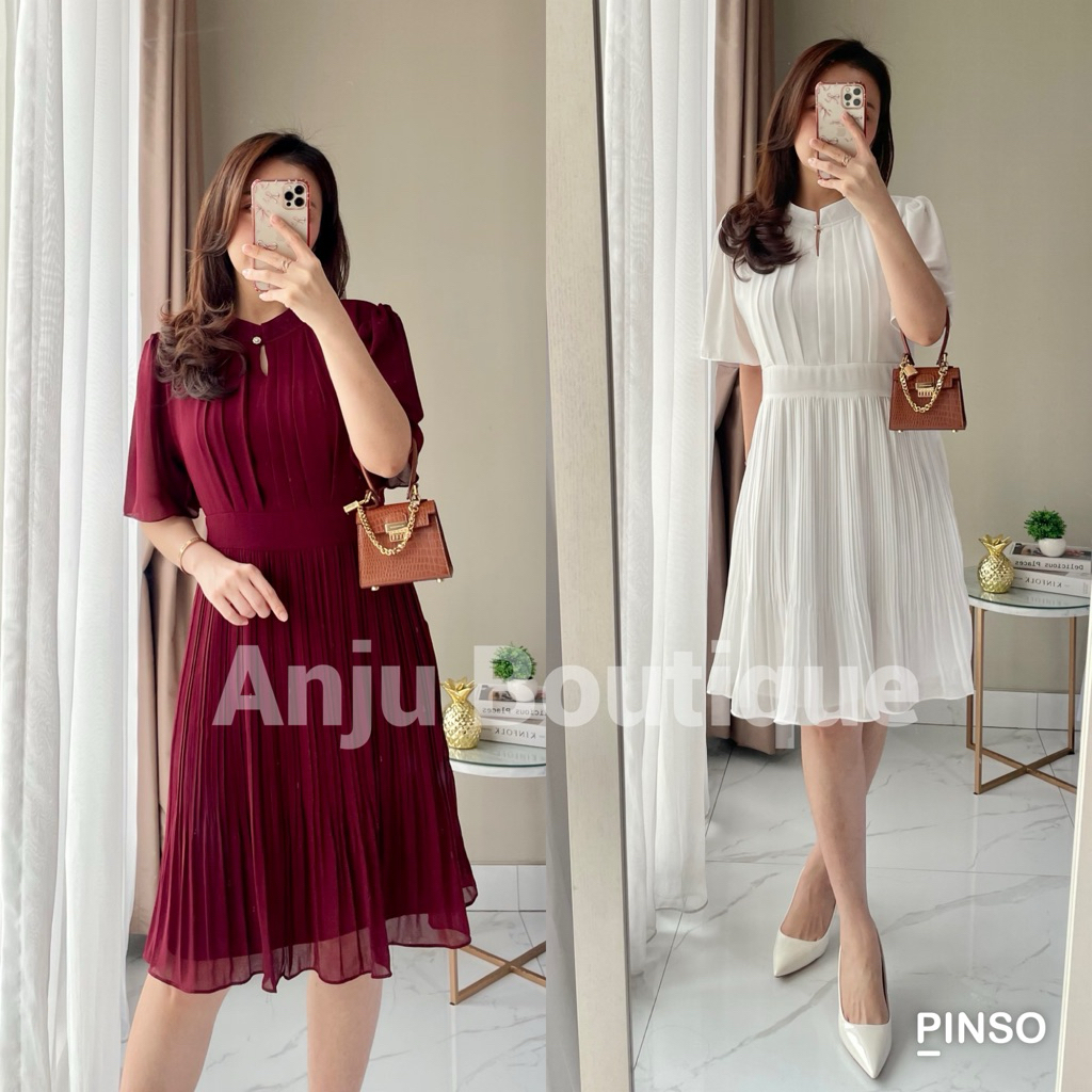Jual ANJU - Stella Dress | Dress Merah CNY Wanita | Dress Natal Imlek ...