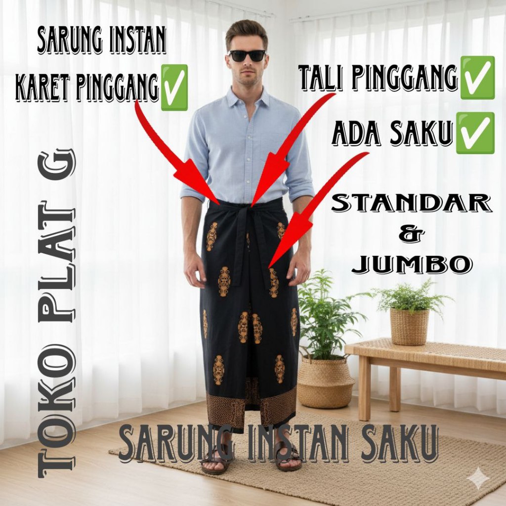 Jual sarung instan saku dewasa karet pinggang model rok sarung batik ...