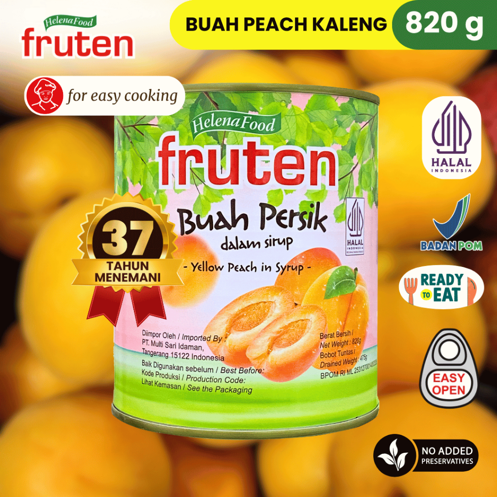 Jual BUAH PEACH KALENG Fruten Buah peach kemasan kaleng/Yellow peach in ...