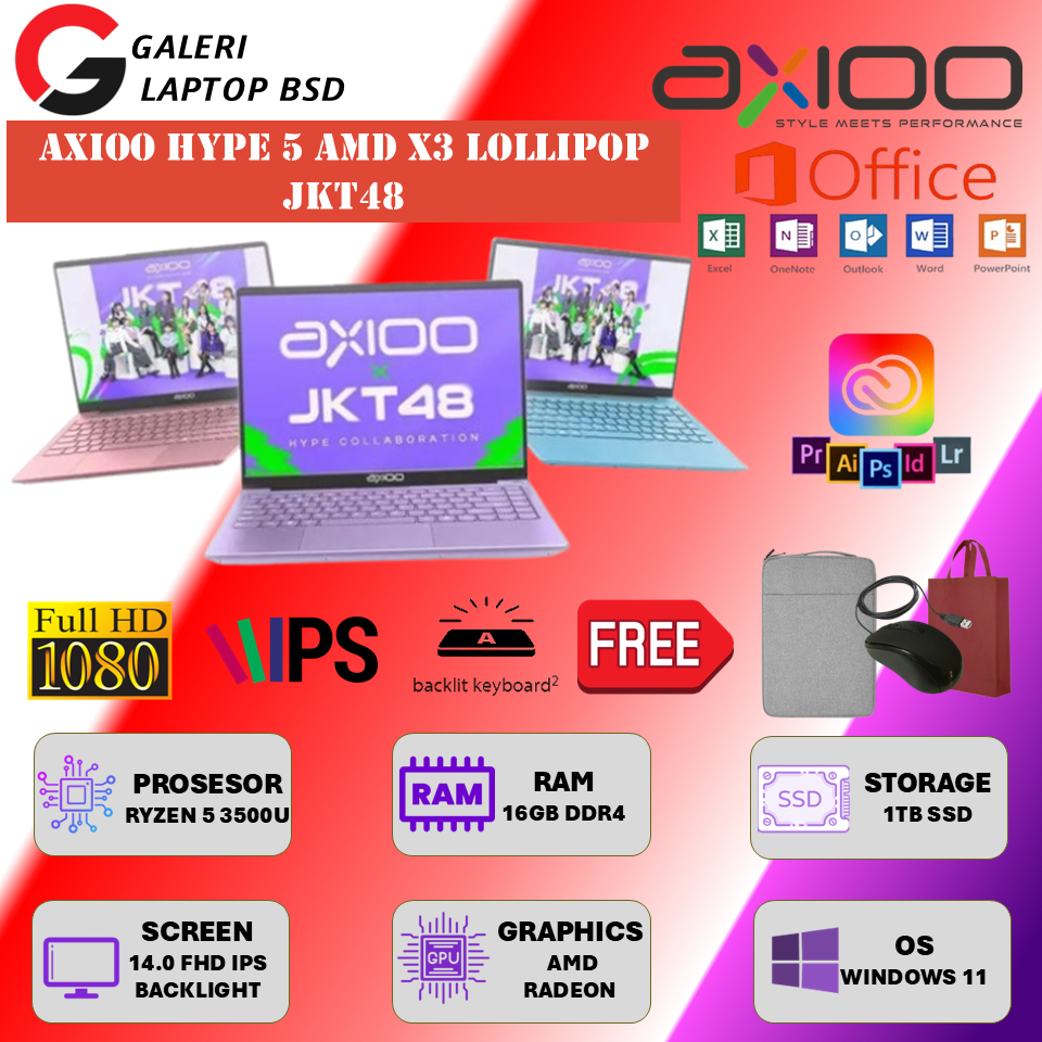 Jual Promo Laptop Axioo Hype 5 AMD X3 Lollipop Amd Ryzen 5 3500U Ram ...