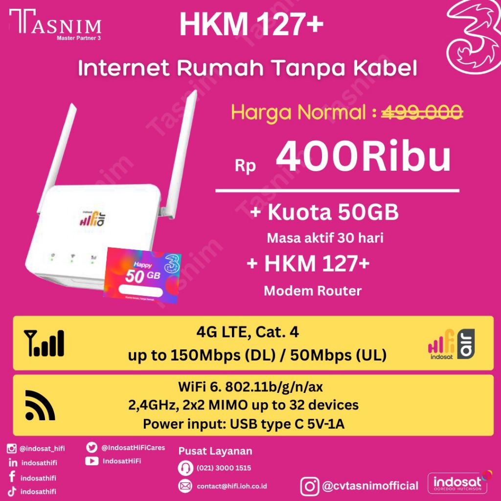 Jual Hi-fi Air Indosat Ooredoo Hutchison Modem Wifi tanpa kabel ...