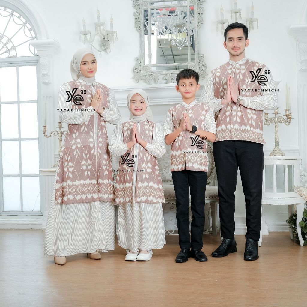 Jual YAYAETHNIC Mecca sarimbit lebaran tenun, set family mecca brown ...