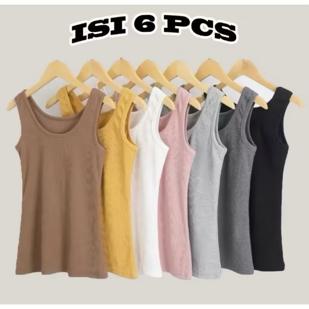 Jual 6pcs /Tank top Tali Besar Wanita Dewasa Dan Tanktop Tali Kecil ...