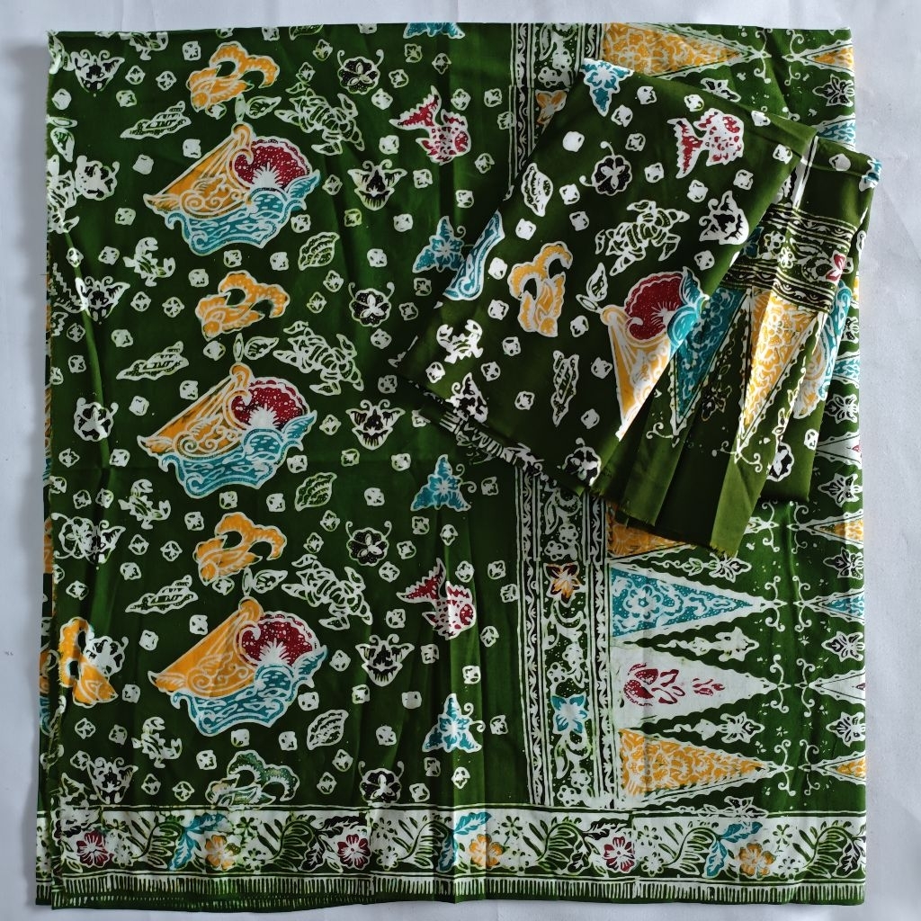 Jual Set sarung selendang Batik Jambi katun hijau motif kapal [RIA ...
